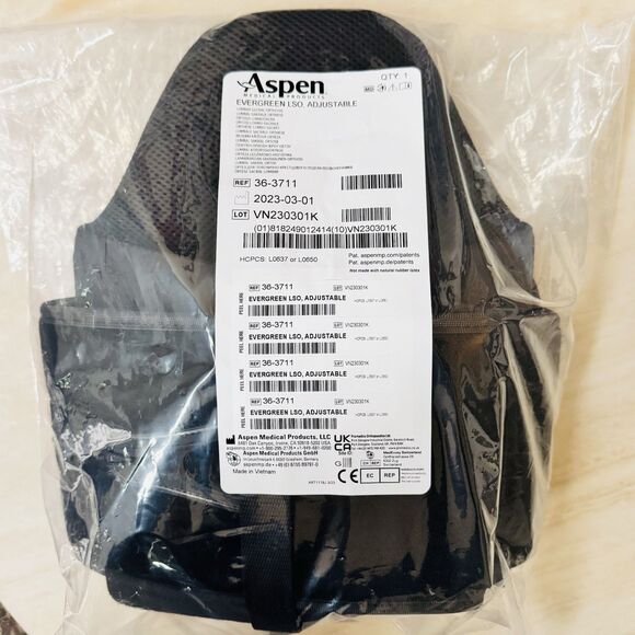 Aspen | Other | Aspen Evergreen L637l0650 Adjustable Back Brace Black ...